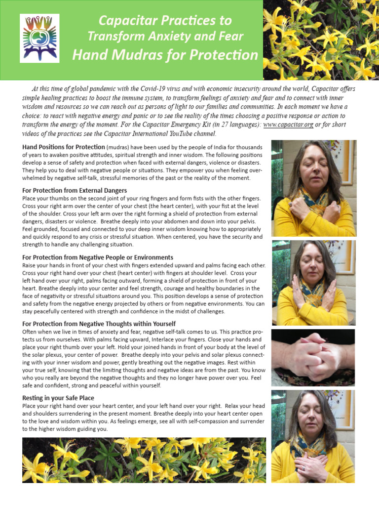 Practices of Healing - 5 Hand Mudras For Protection | PDF | Anxiety | Fear