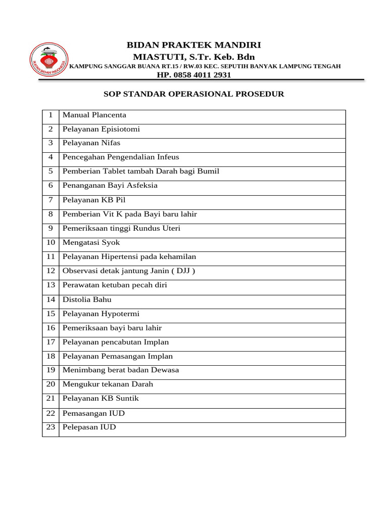 Bidan Praktek Mandiri | PDF