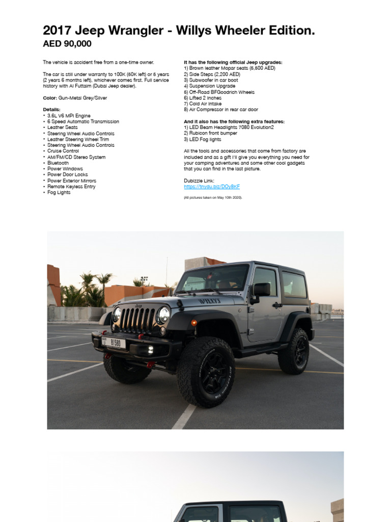 2017 Jeep Wrangler Willys Wheeler Sale | PDF