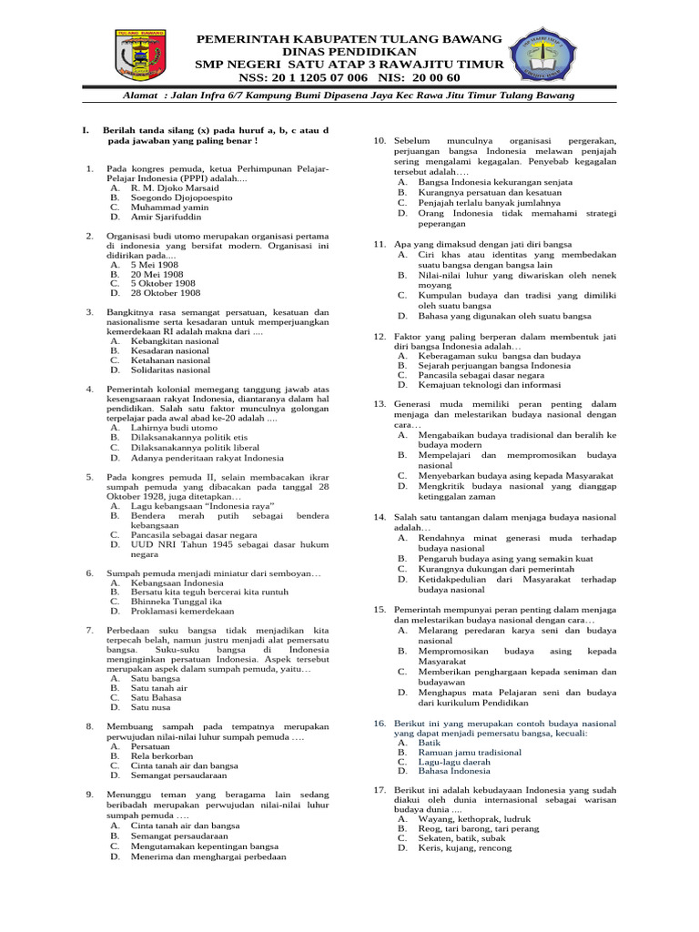 Soal Sas PKN Kelas 8 TP 2024-2025 | PDF