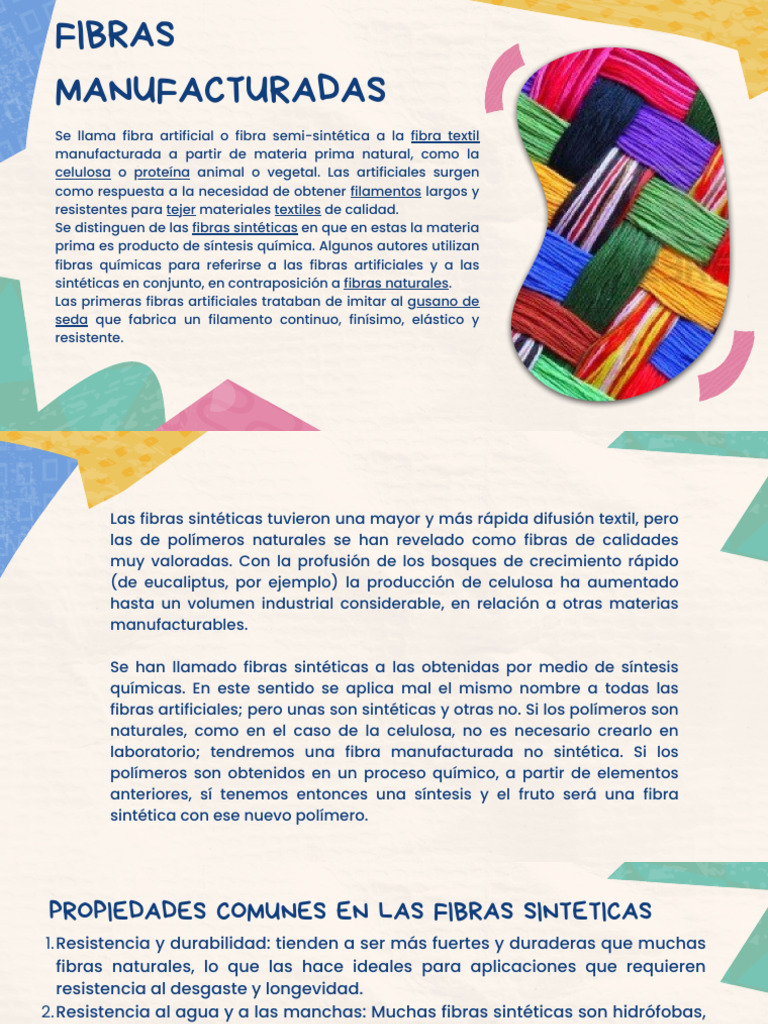 Fibras Artificiales: Tipos y Características | PDF | Fibra sintética ...