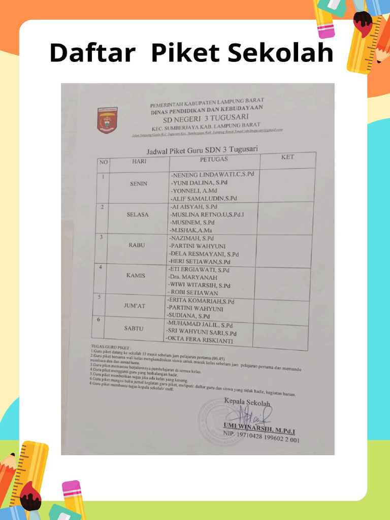 Daftar Piket Sekolah | PDF