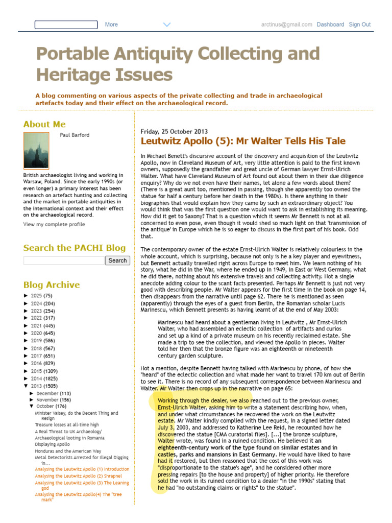 Portable Antiquity Collecting and Heritage Issues - Leutwitz Apollo (5 ...