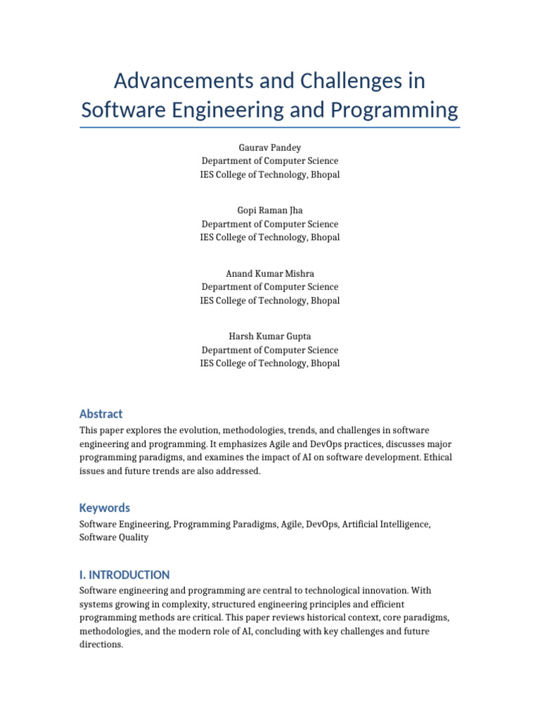 Software Engineering Paper | PDF | Agile Software Development ...