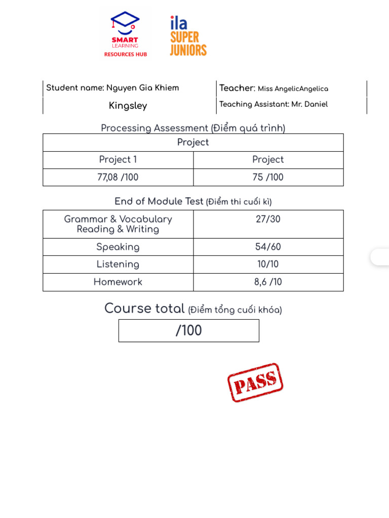 Report Card-J4B - kINGSLEY | PDF