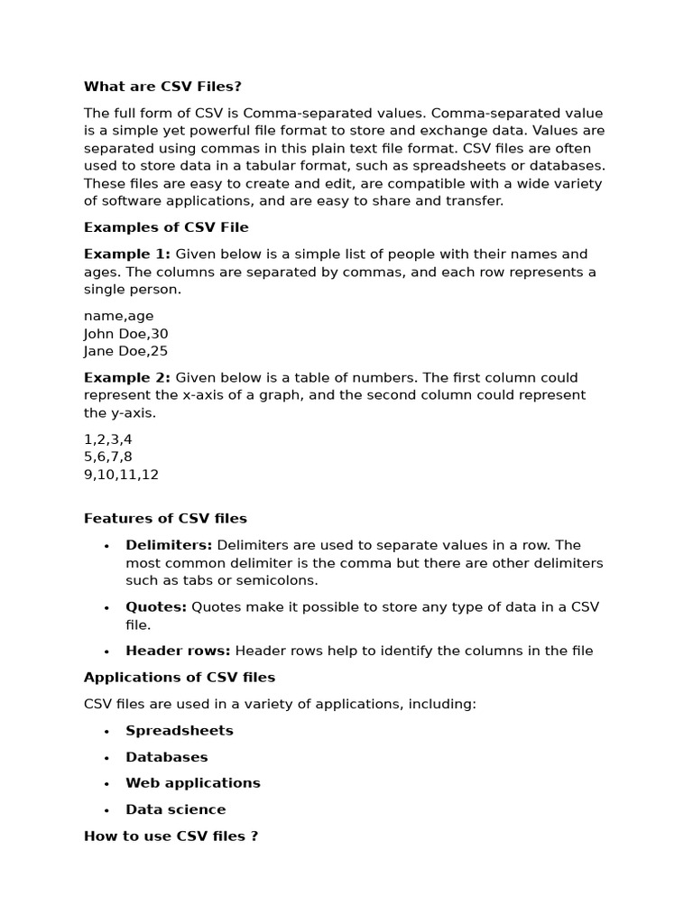 Understanding CSV File Format | PDF