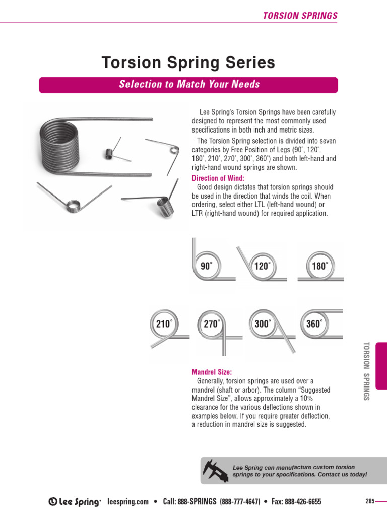 Lee Spring Torsion Spring Overview Pdf Stainless Steel Mechanical