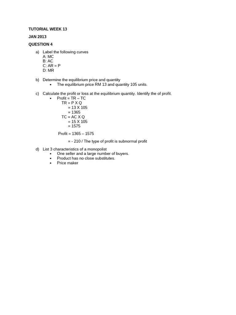 ECO162- TUTORIAL WEEK 13 (NUR ANISAH KHALIDAH BINTI NORHISHAM) | PDF