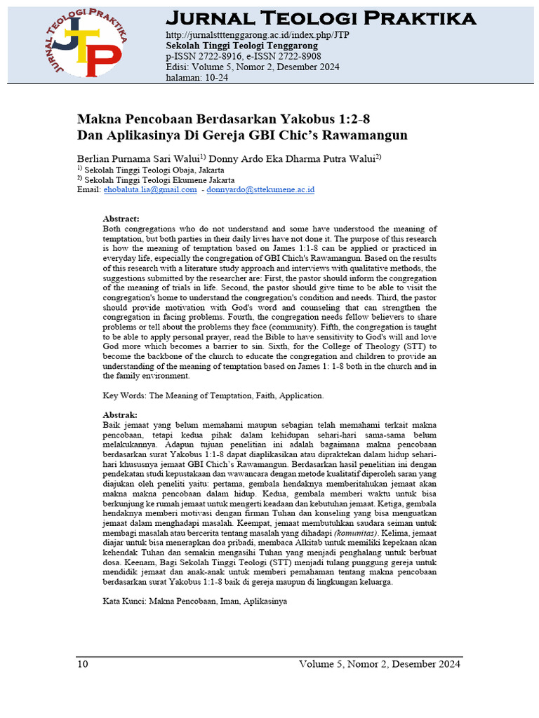 Makna Pencobaan dalam Yakobus 1:2-8 | PDF