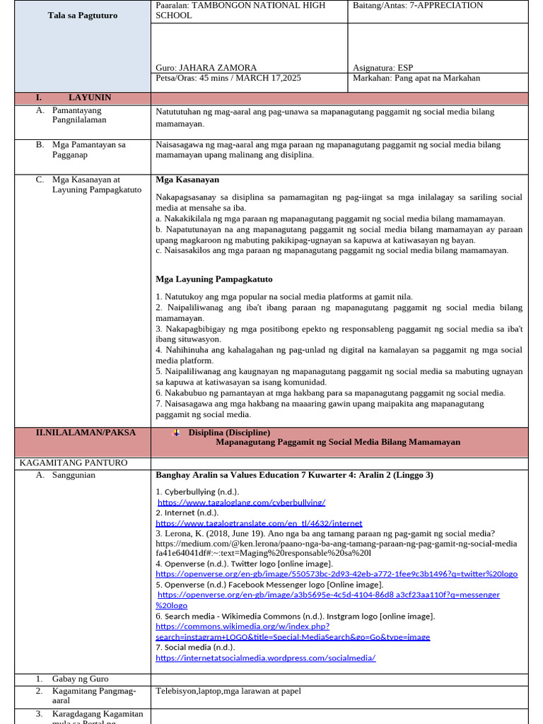 Esp 7 Q4week 3 LP1 | PDF