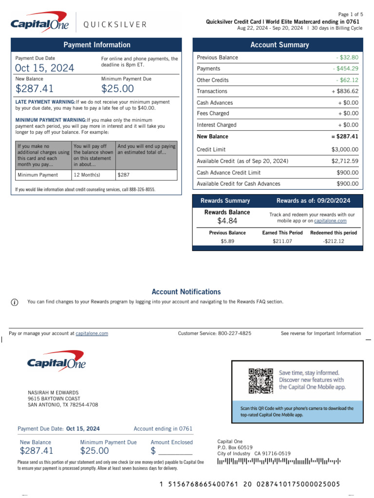 20240919-Quicksilver Card Statement-6028 | PDF | Credit Card | Interest