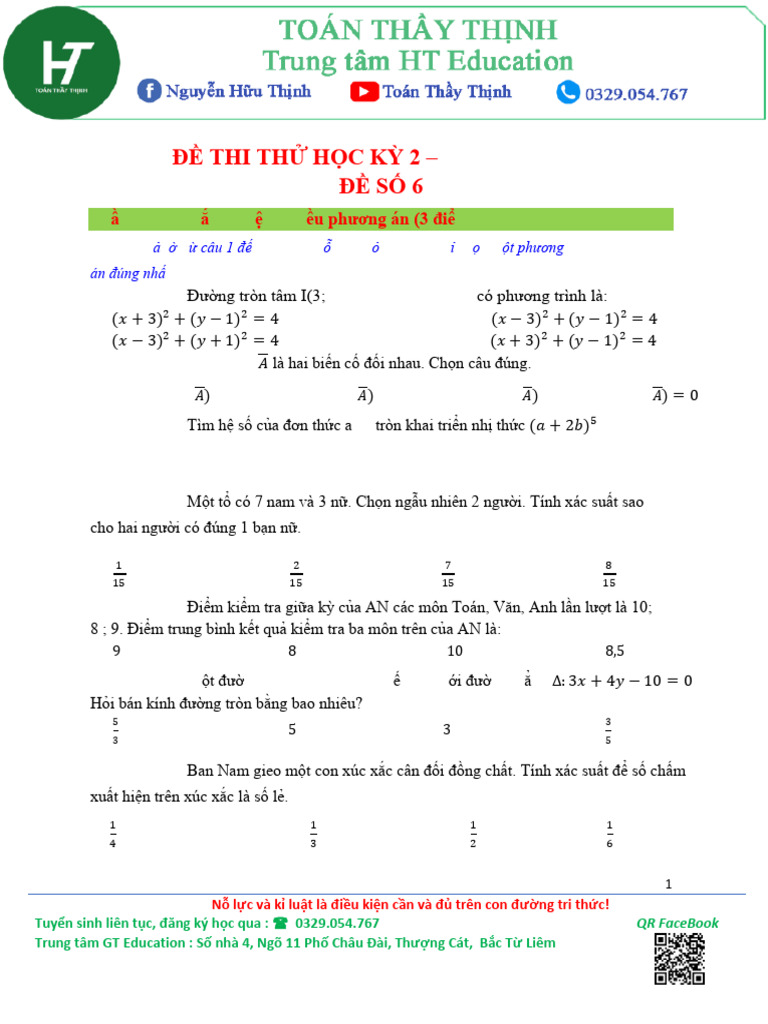 Đề 6- HK2- CD | PDF