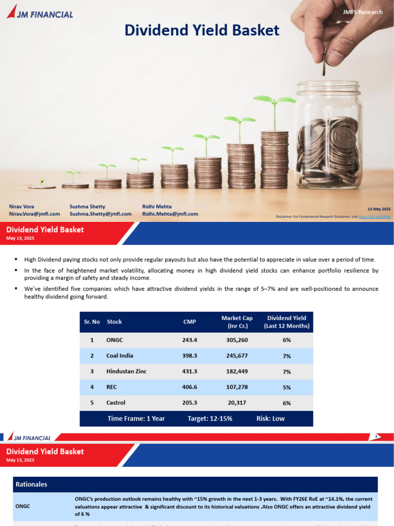 Dividend Yeild Basket - May2025 | PDF | Investing | Risk