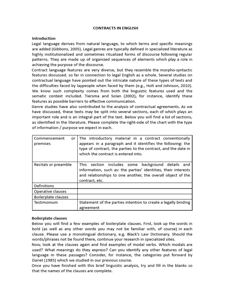 Understanding Contracts in English | PDF | Lawsuit | Clause