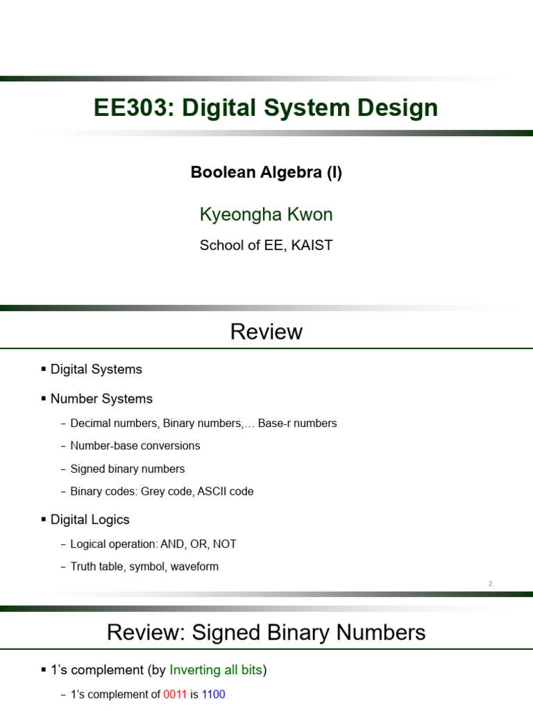 Lecture 2-1 Boolean Algebra (I) | PDF | Boolean Algebra | Teaching ...