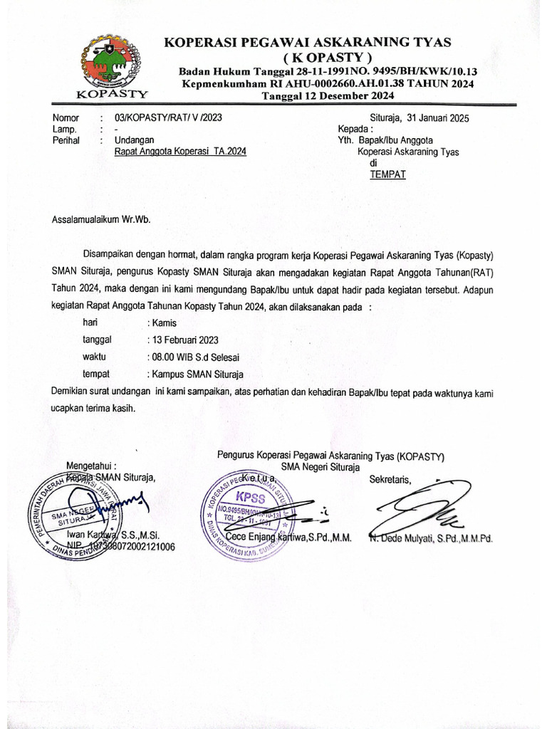 Undangan Anggota | PDF