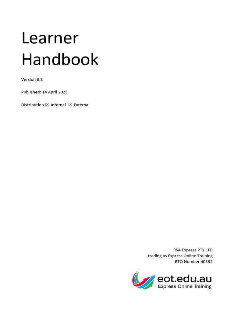 Learner Handbook | PDF | Educational Assessment | Learning