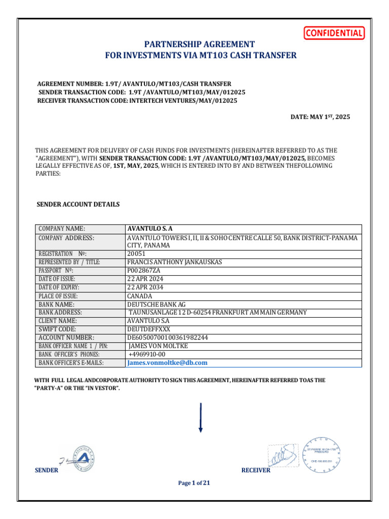 Doa Avantulo Intertech 1.9 T 01 May 2025 | PDF | Arbitration | Trade Secret