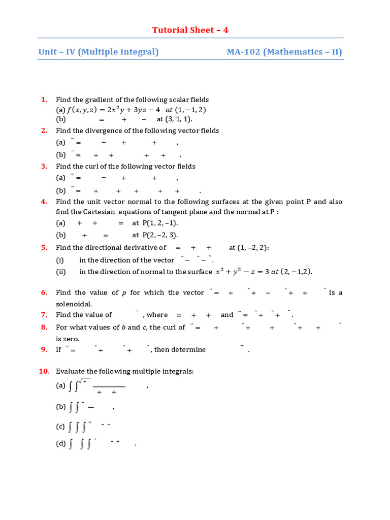 Tutorial Sheet 4 (MI) MA102 | PDF | Algebra | Geometry
