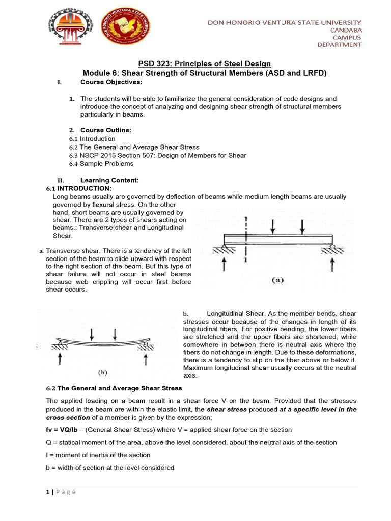 Module 6 Shear Strength of Structural Members ASD and LRFD | PDF | Beam ...