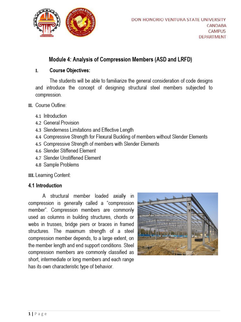 Module 4 Analysis of Compression Members | PDF | Buckling | Truss