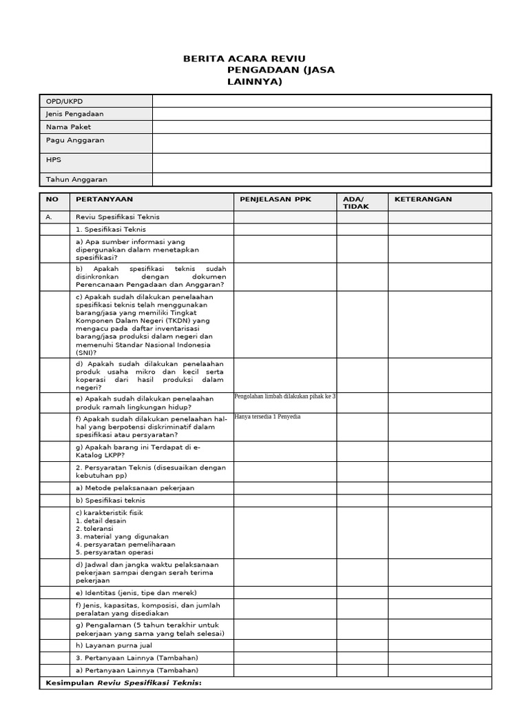 Reviu Pengadaan Jasa OPD/UKPD | PDF
