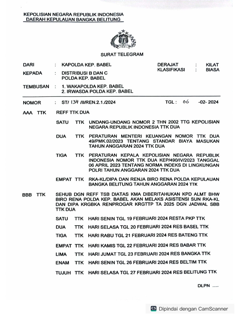 Surat Telegram Asistensi | PDF