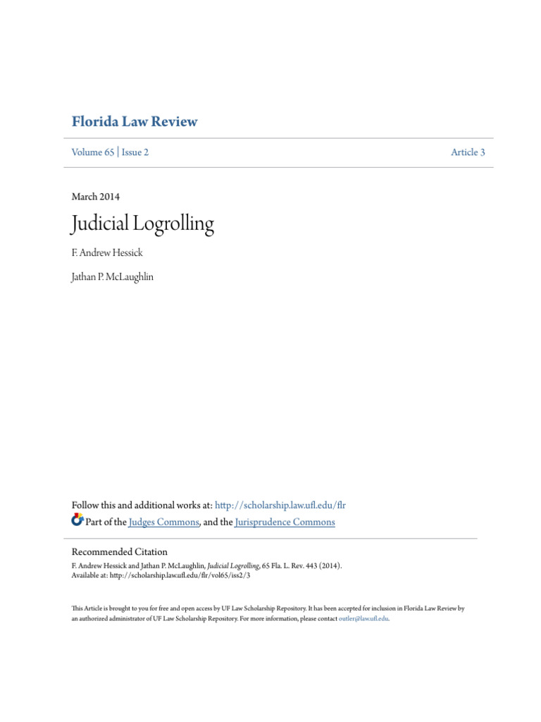 Judicial Logrolling | PDF | Judgment (Law) | Supreme Court Of The ...