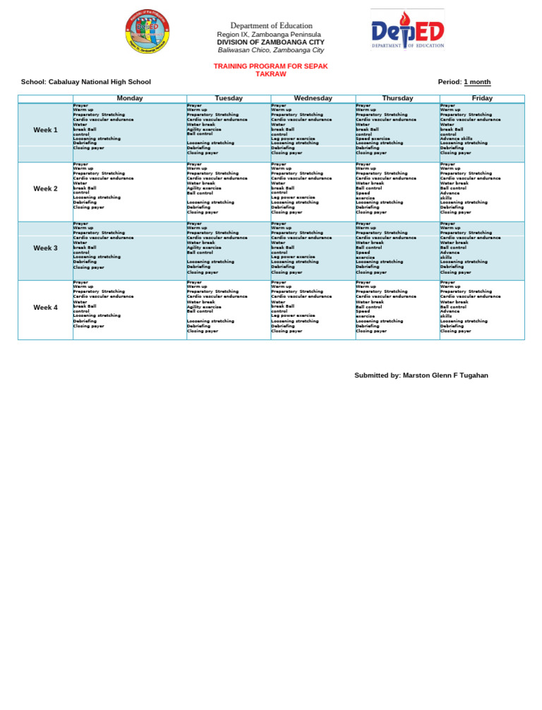 Sepak Takraw Training Program | PDF | Sports Science | Determinants Of Health