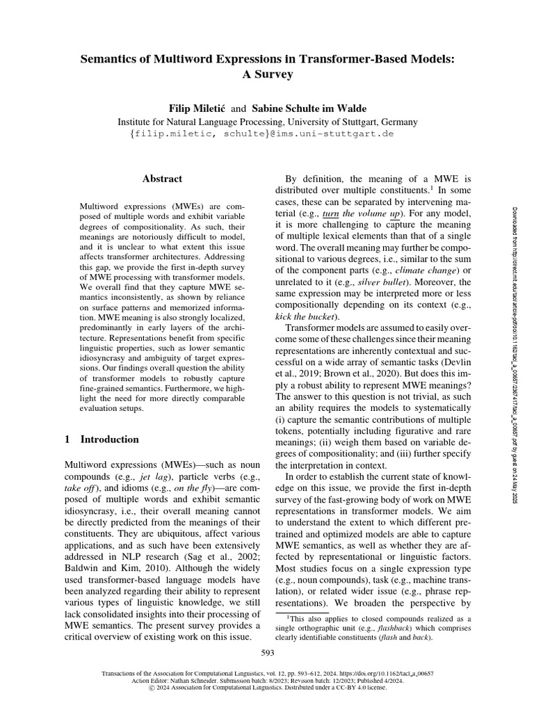 Semantics in Transformer Based Models | PDF | Semantics | Idiom