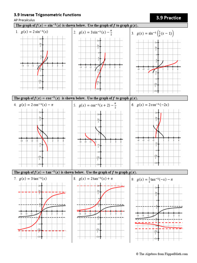 Inverse Trigonometric Functions Practice | PDF | Complex Analysis ...