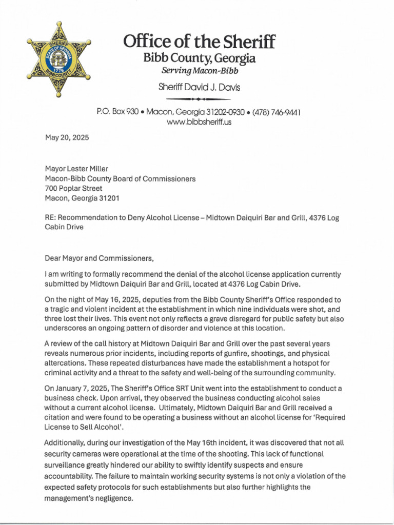 Sheriff's Letter To Mayor | PDF