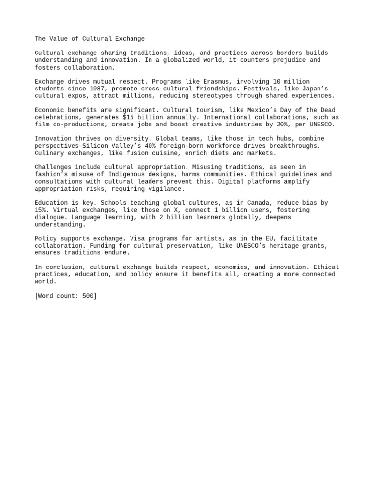 Cultural Exchange | PDF