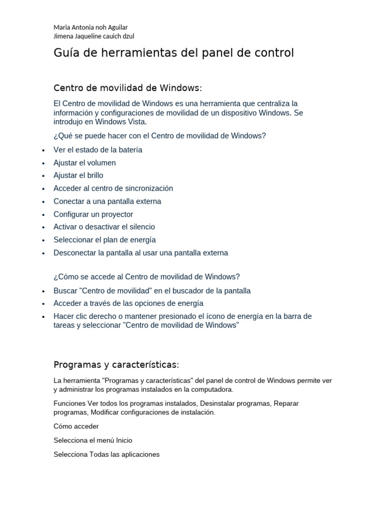 Guía de Herramientas Del Panel de Control | PDF | Software utilitario | Informática
