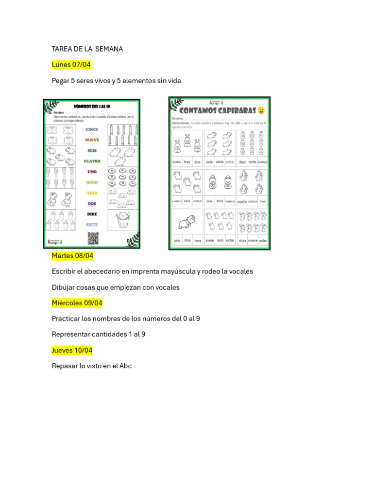 Tareas de La Semana | PDF