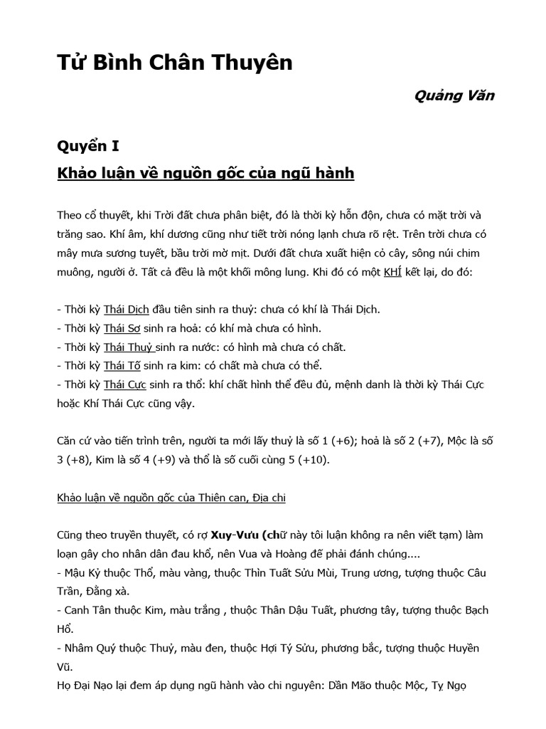 Tu Binh Chan Thuyen - Quang Van | PDF
