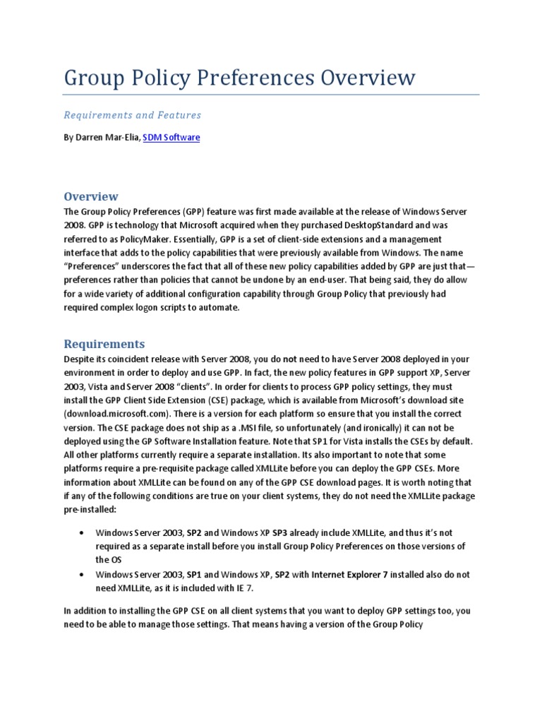 Group Policy Preferences Overview | PDF