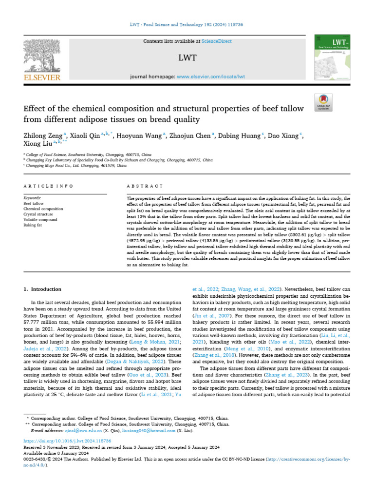 Effect of The Chemical Composition and Structural Properties of Beef ...