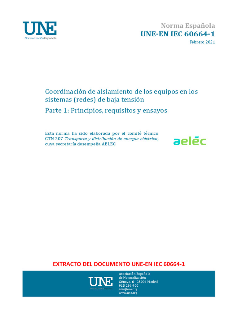 (EX)UNE-EN_IEC_60664-1=2021 | PDF | Aislador (Electricidad) | Comisión Electrotécnica Internacional