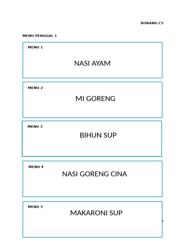 Borang c5 Menu | PDF