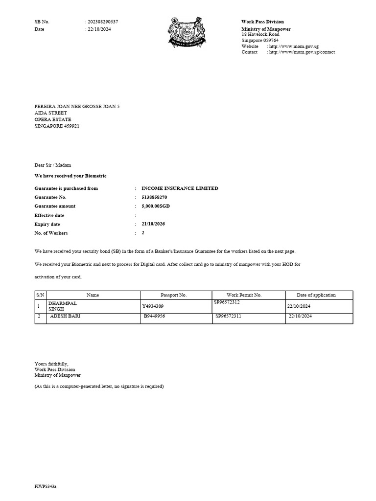 Biometric Recipt | PDF