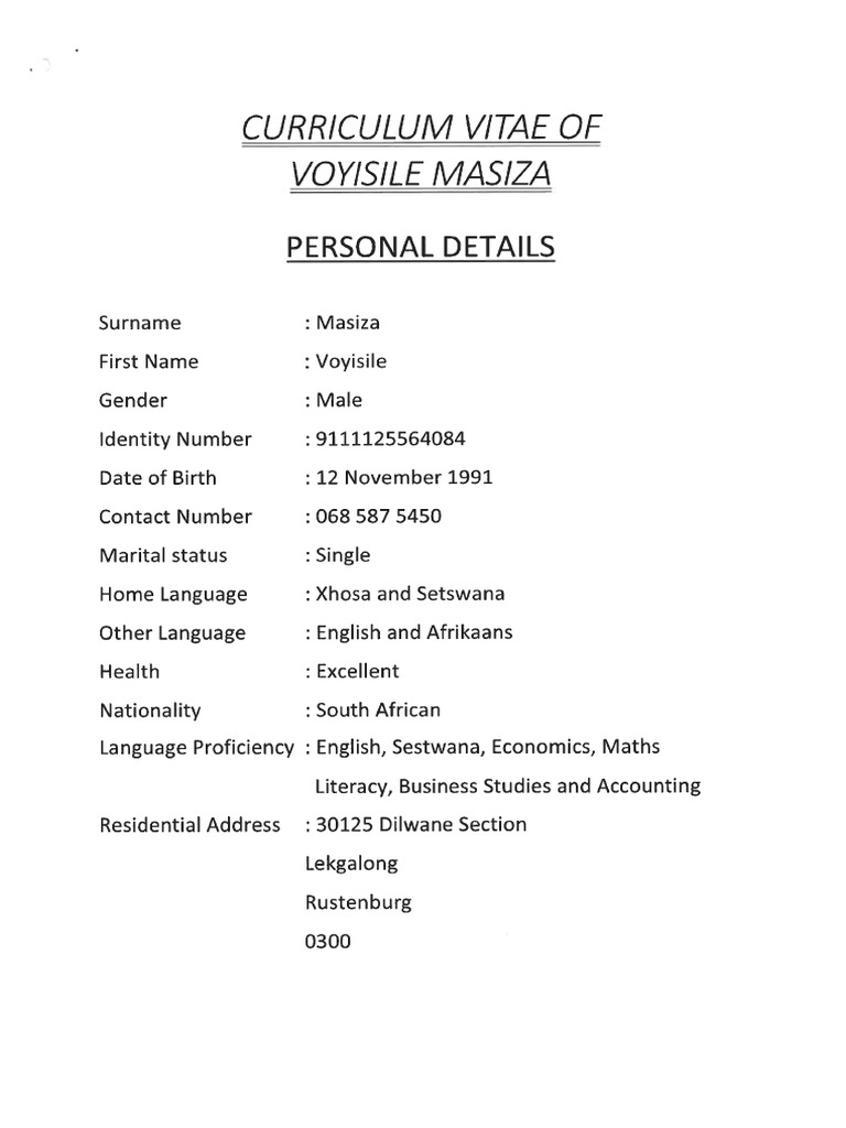 Masiza Voyisile | PDF
