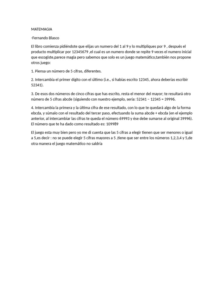 Matemagia de Fernando Blasco | PDF