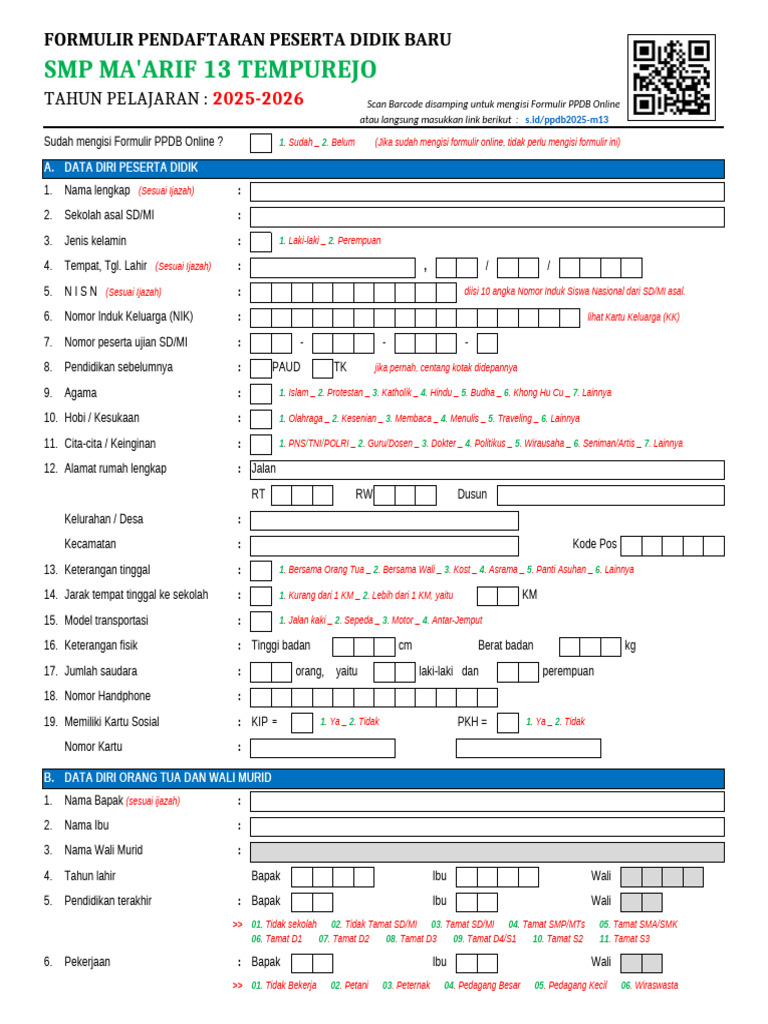 Formulir PPDB 2025 | PDF