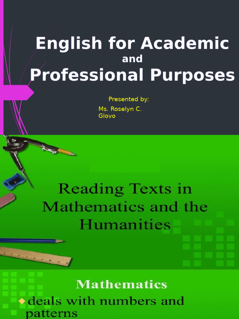 English For Acad Lesson 5 6 Reading Text in Mathematics and The ...