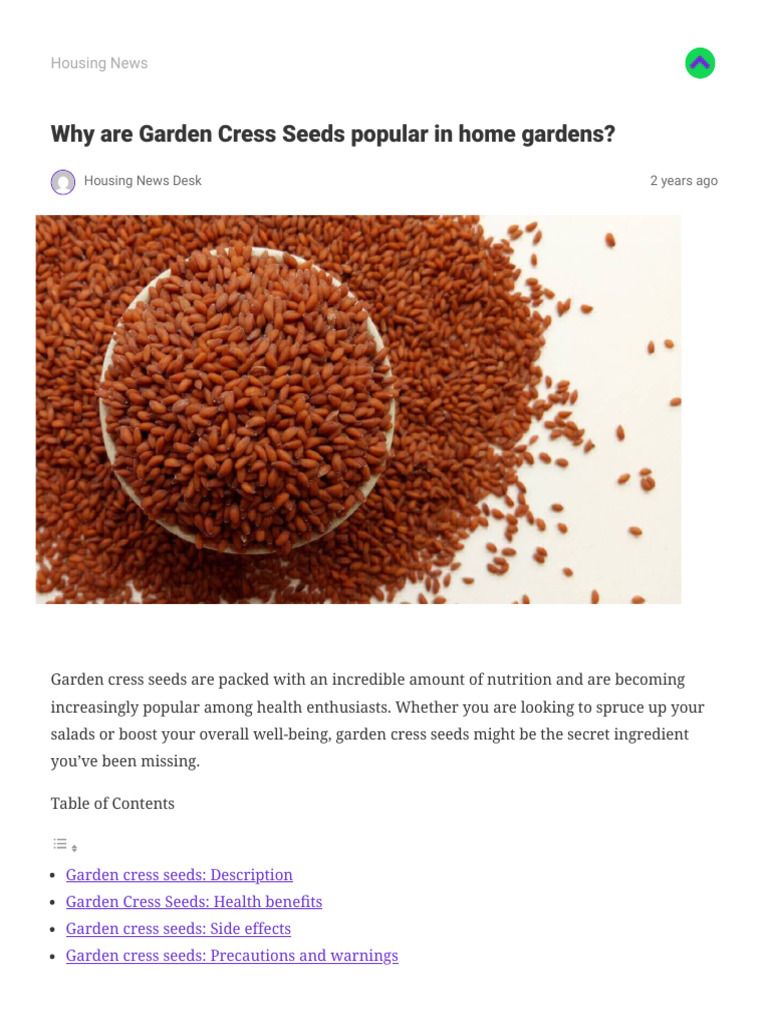 What Are The Benefits of Garden Cress Seeds | PDF
