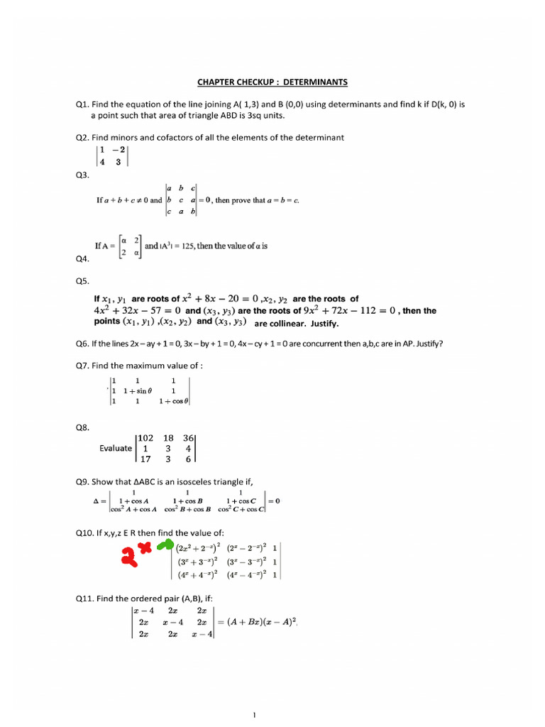 CHAPTER CHECKUP Determinants (1) | PDF