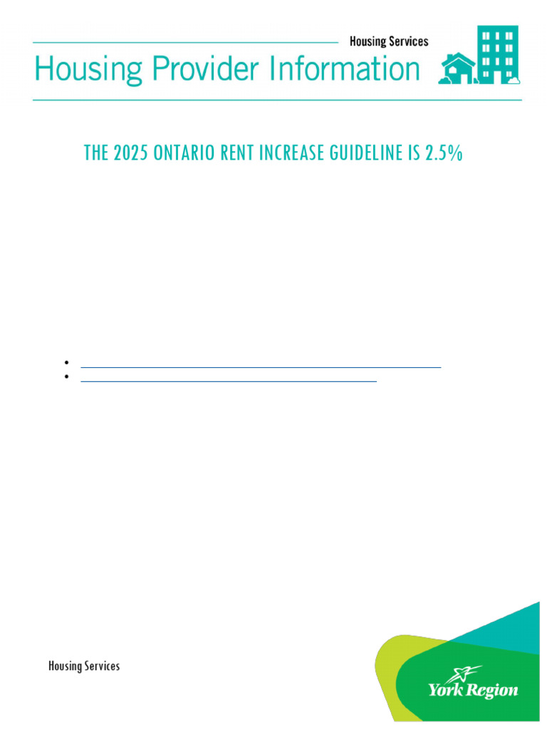 Housing Provider Information - 2025 Rent Increase Guideline | PDF