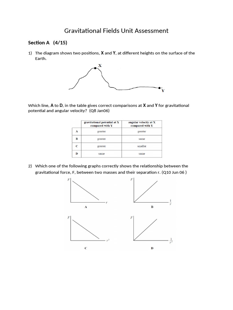 Gravitational Fields Assessment Guide | PDF | Orbit | Solar System