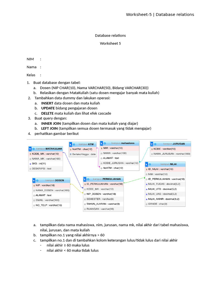 Worksheet 5 - Database Relations | PDF